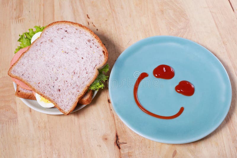 Simple Breakfast with Smile Face on Dish Stock Photo - Image of coffee ...