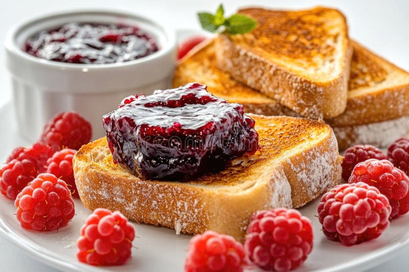 A Simple Breakfast or Snack Scene with Fresh Fruit and Toasted Bread ...