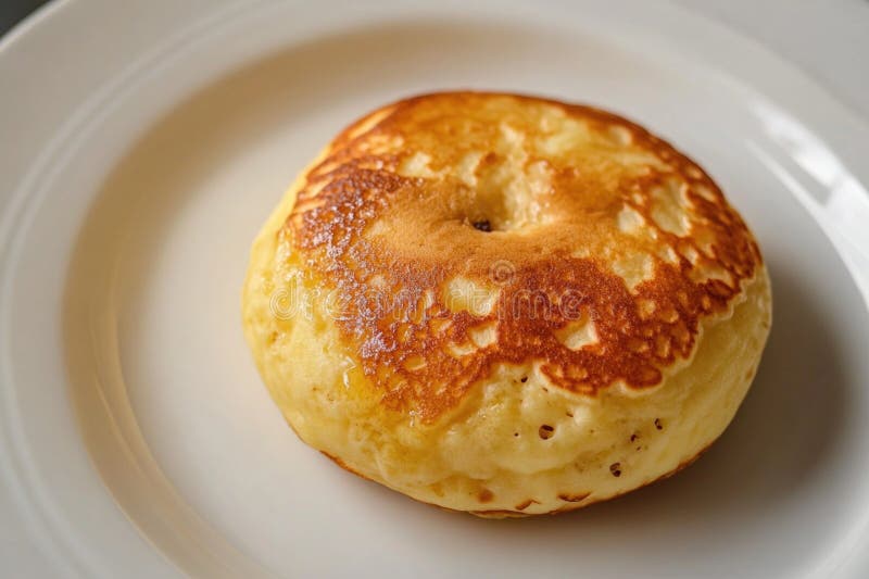 A Simple Breakfast or Snack Setup Featuring a Bagel on a Plate Stock ...