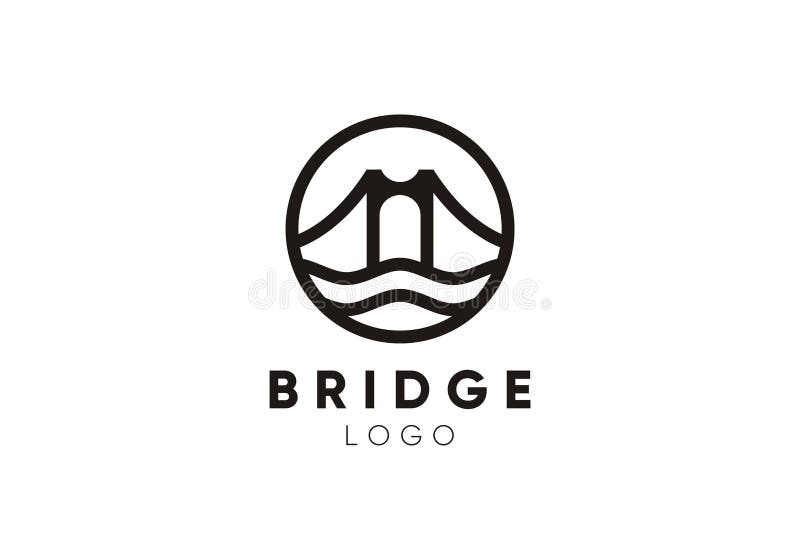 Simple Bridge Circle with Sea River Logo Design Stock Illustration ...
