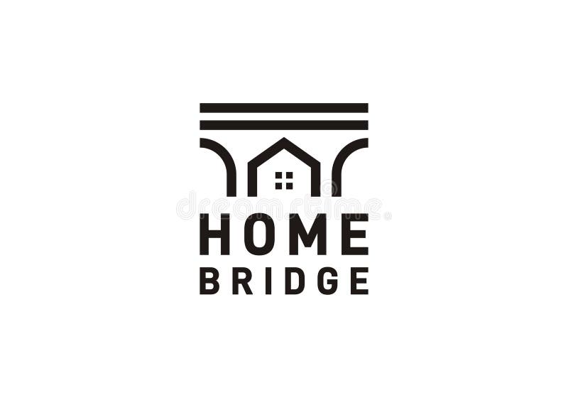 Simple Bridge with Home Logo Vector Stock Illustration - Illustration ...