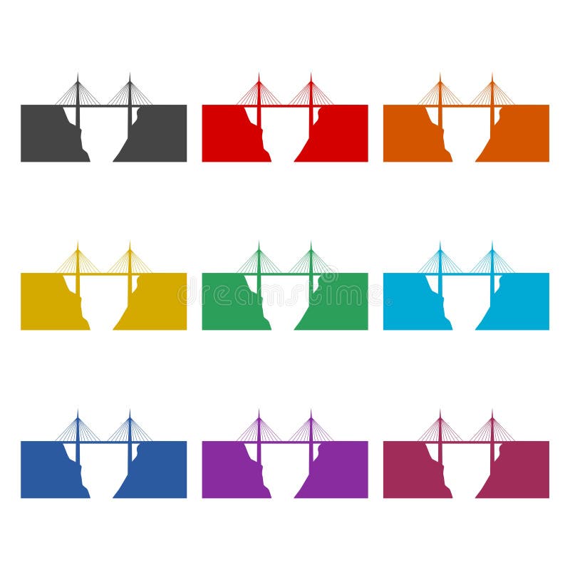Simple Bridge Icon, Color Set Stock Vector - Illustration of abstract ...