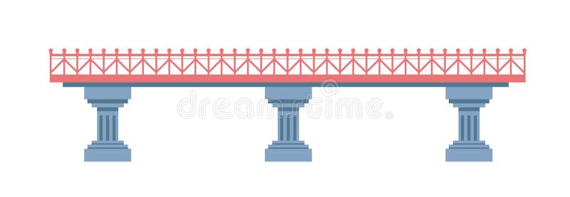 Simple Bridge with Pillars Base and Railing Vector Stock Illustration ...