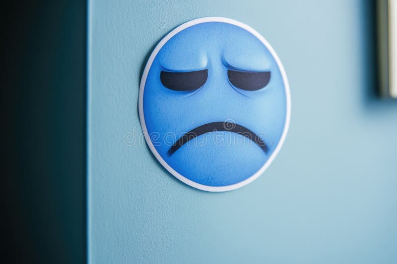 A Simple and Bright Blue Smiley Face Painted on a Blue Wall, Perfect ...