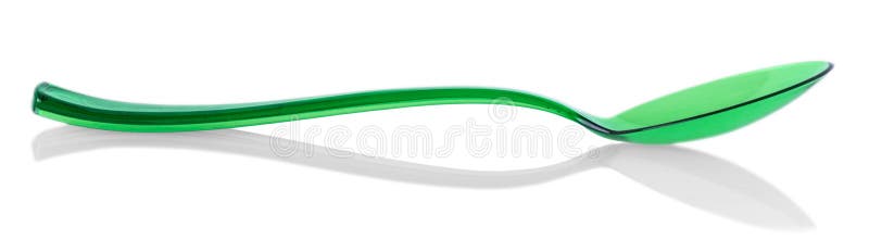 A Simple Bright Green Plastic Spoon on White Background. Stock Image ...