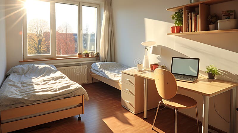 Simple and Bright Room for Two Students in a Student Dormitory Stock ...