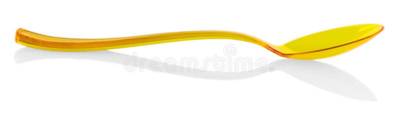 A Simple Bright Yellow Plastic Spoon on White Background Stock Image ...
