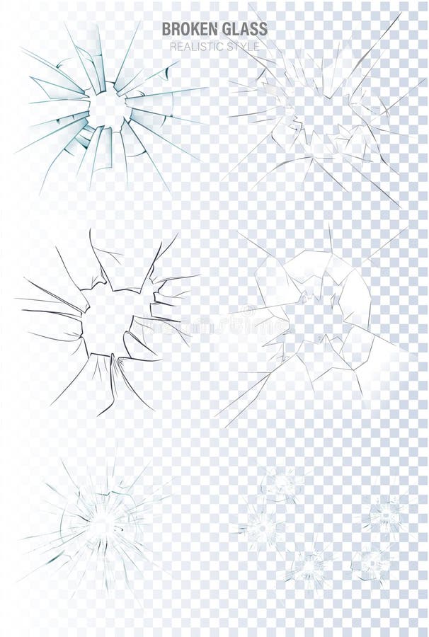Broken Glass Background Realistic Style Vector Set. Stock Vector ...