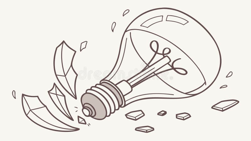 Simple Broken Lightbulb Line Art Vector Graphic, Vector Design ...