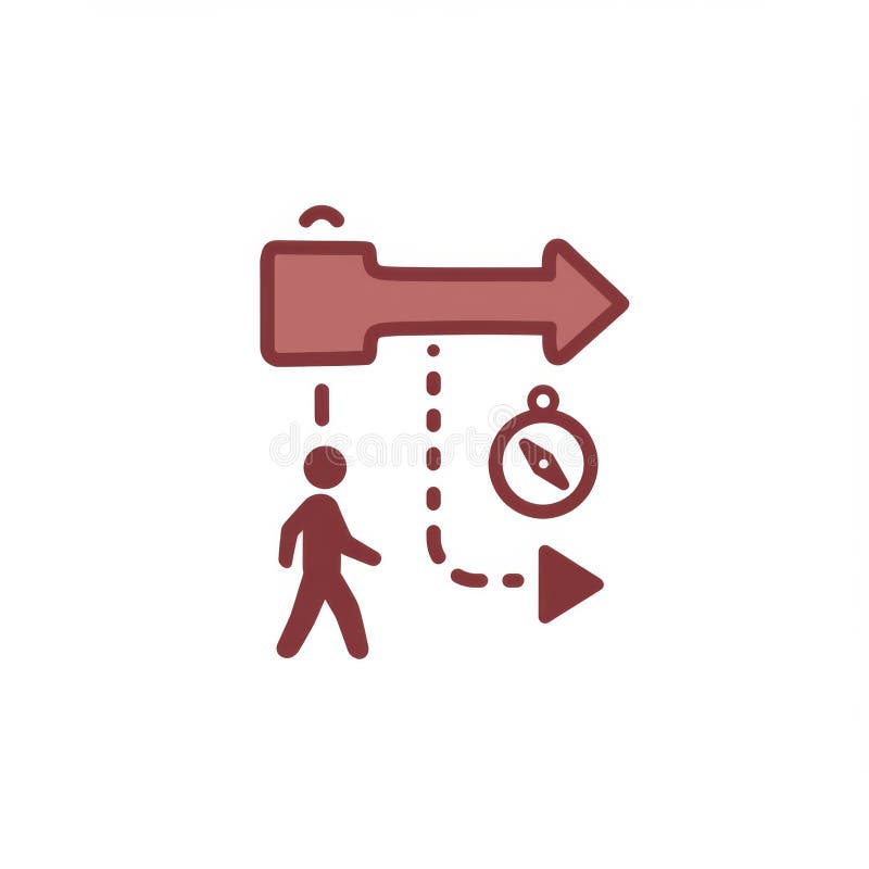 Simple Brown Arrow Navigation Icon with Compass Stock Illustration ...