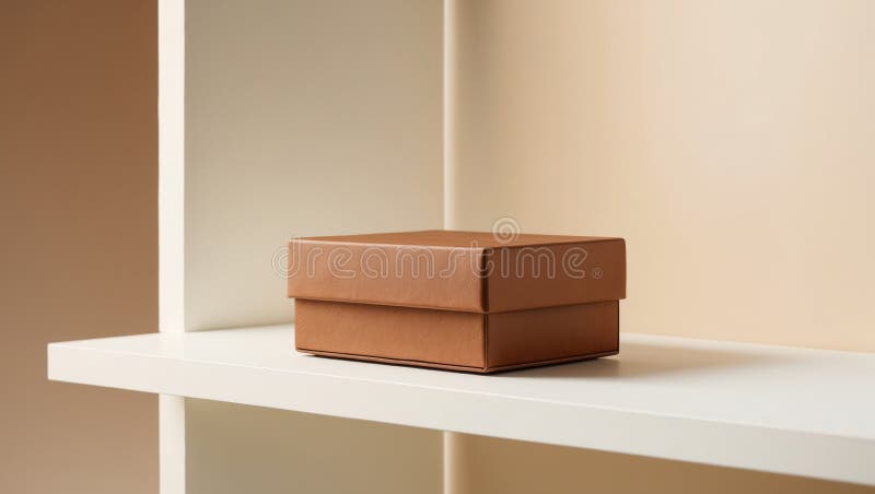 Simple Brown Box on a Shelf with Soft Shadows. Stock Image - Image of ...