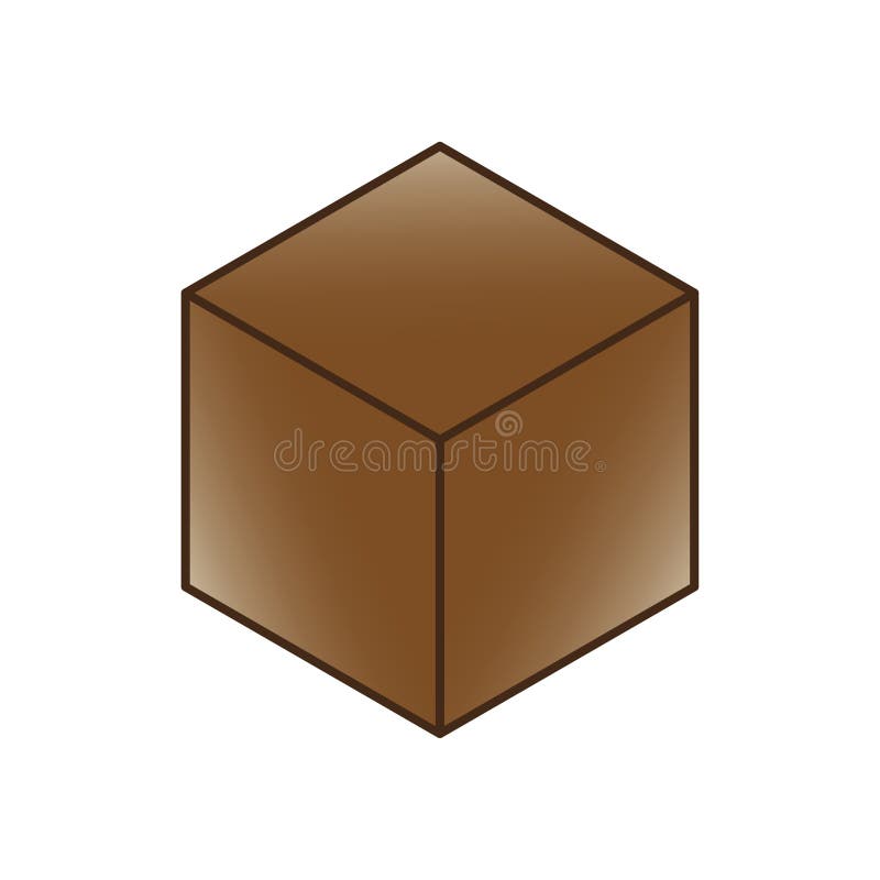 Simple Brown Cube Box Icon in 3D Style Perspective View. Vector ...
