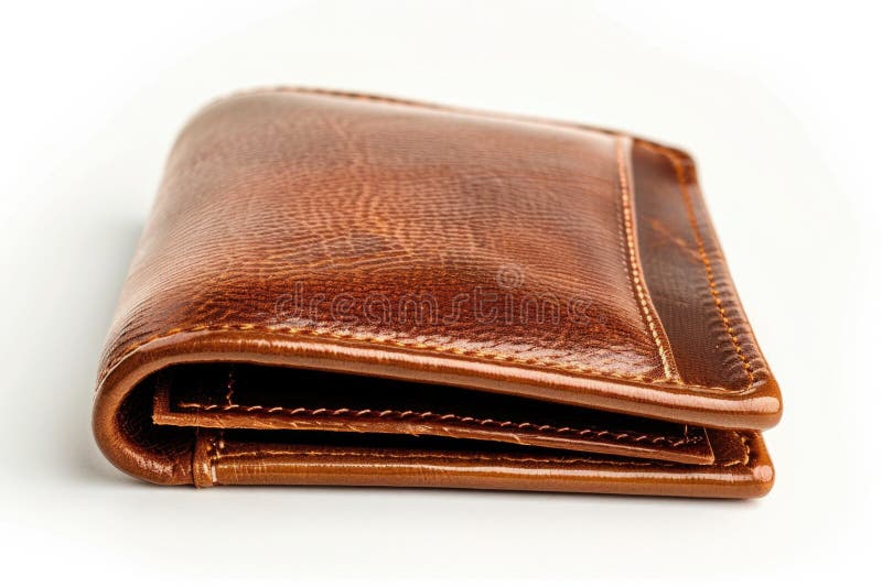 A Simple Brown Leather Wallet Placed on a Clean White Surface. Suitable ...
