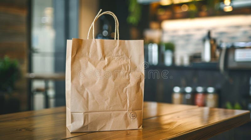 A Simple Brown Paper Bag with a Logo Advertising Its Biodegradable and ...