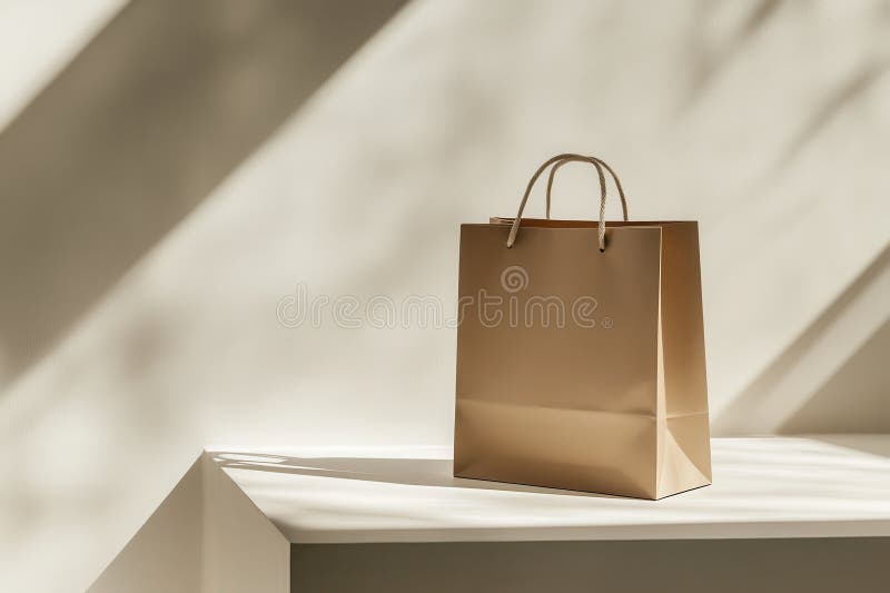 A Simple Brown Paper Bag on a Minimalist Shelf, Highlighting Texture ...