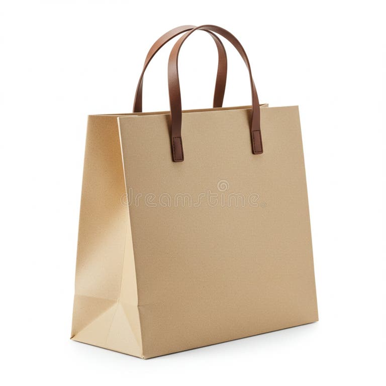 A Simple Brown Paper Shopping Bag with a Rectangular Shape and Sturdy ...