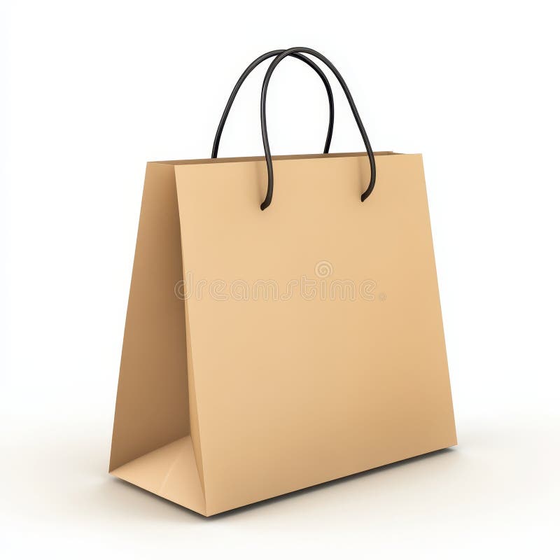 A Simple Brown Shopping Bag with Black Handles, Used for Carrying Items ...