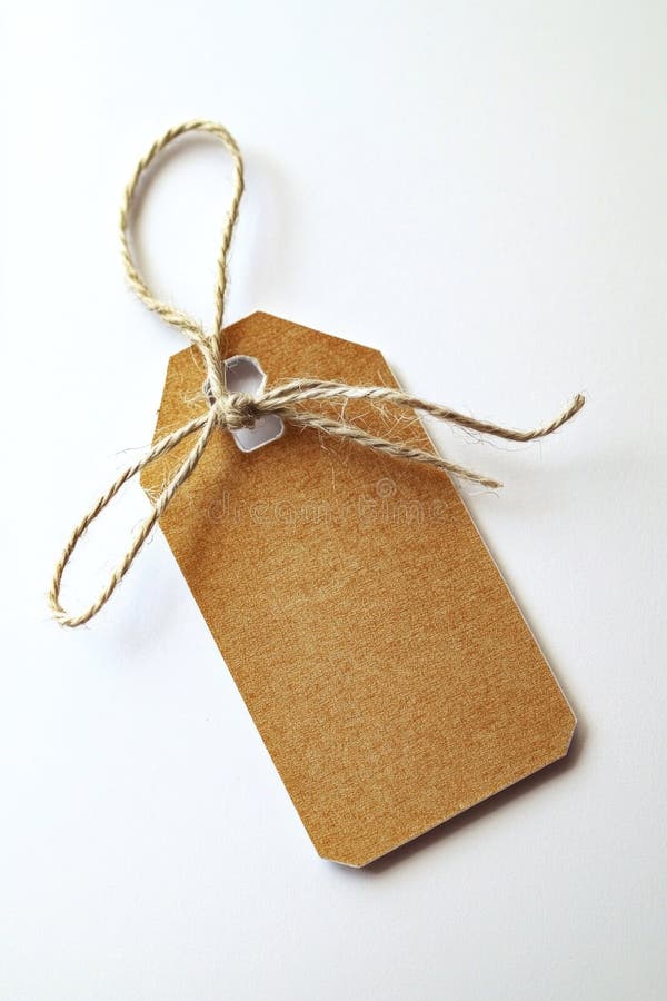 A Simple Brown Tag Tied To a String on a White Surface, Suitable for ...