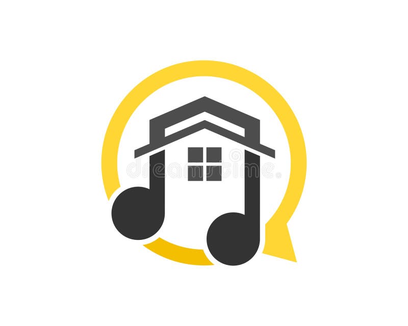 Simple Bubble Chat with Abstract House and Music Note Stock ...