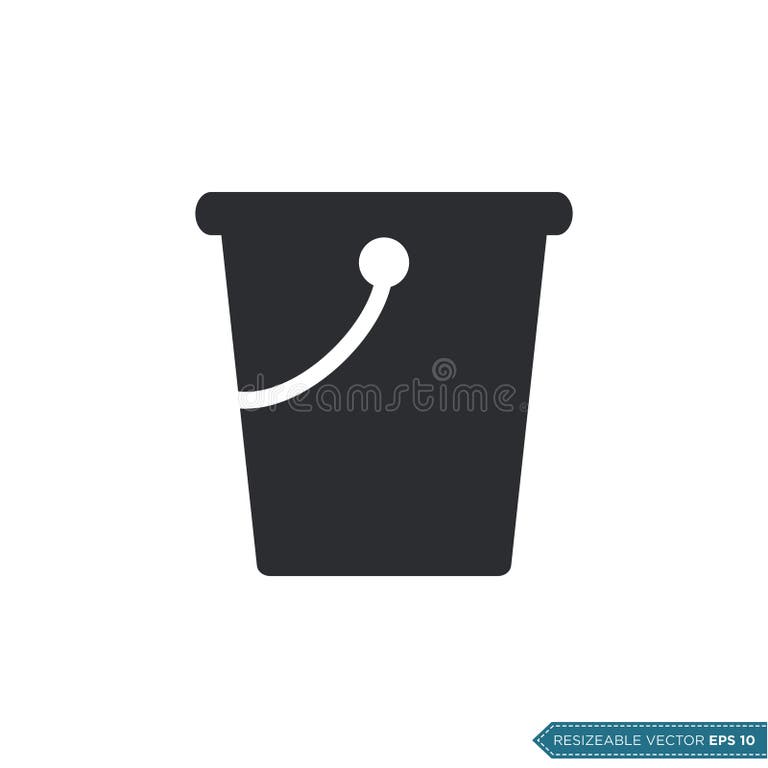 Black Color Simple Bucket Icon Vector Template Illustration Design ...