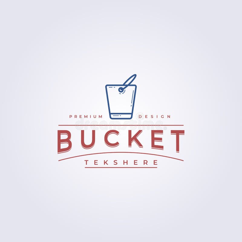 Simple Bucket Pail Well Logo Vector Illustration, Line Bucket Template ...