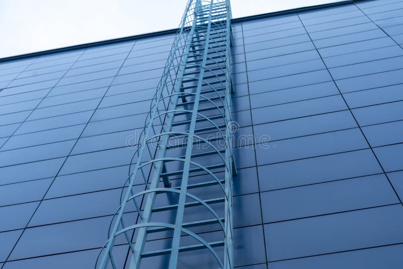 A Simple Building Outdoors, Fire Escape Ladder, Emergency Exit Stock ...