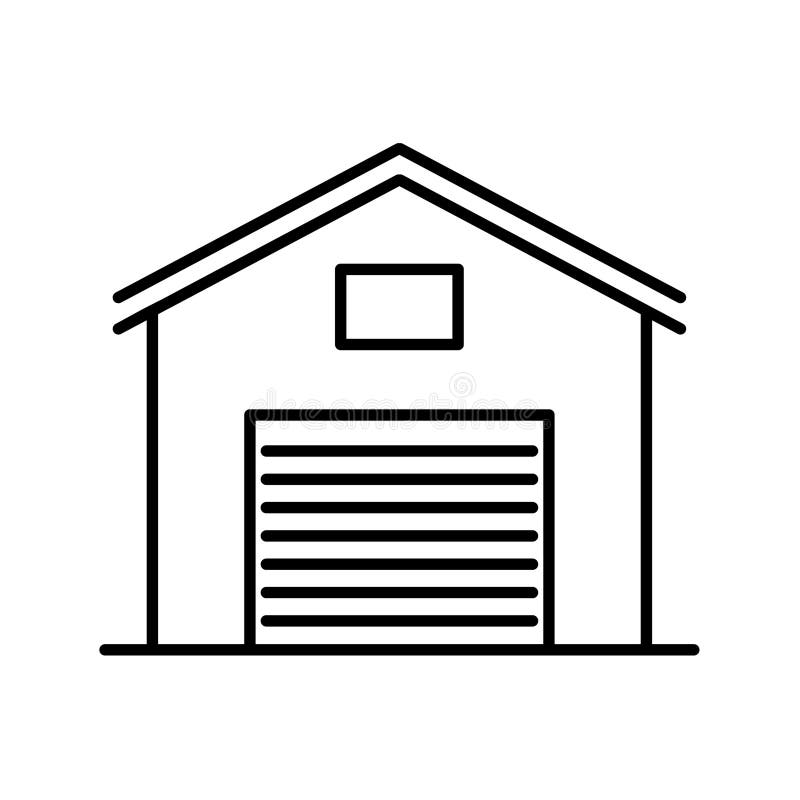 Simple Building Outline with Garage Door Shop Booth Stock Vector ...