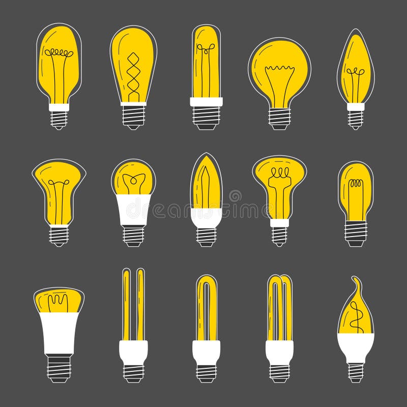 Simple Bulbs. Electricity Items Bulbs Illustrations Energy Technology ...
