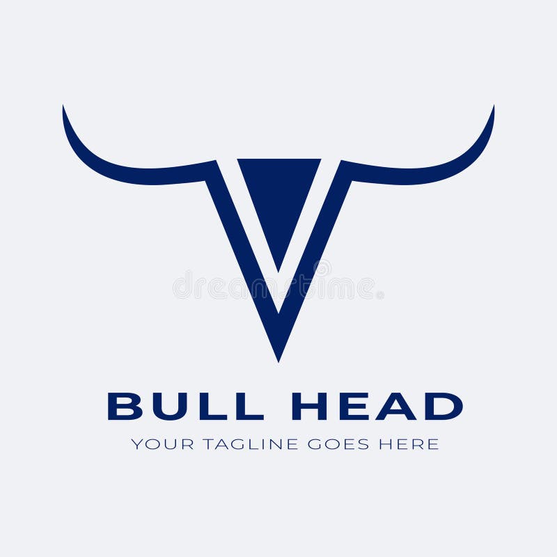 Simple Bull Head Icon Vector Logo Design Illustration Letter V Stock ...