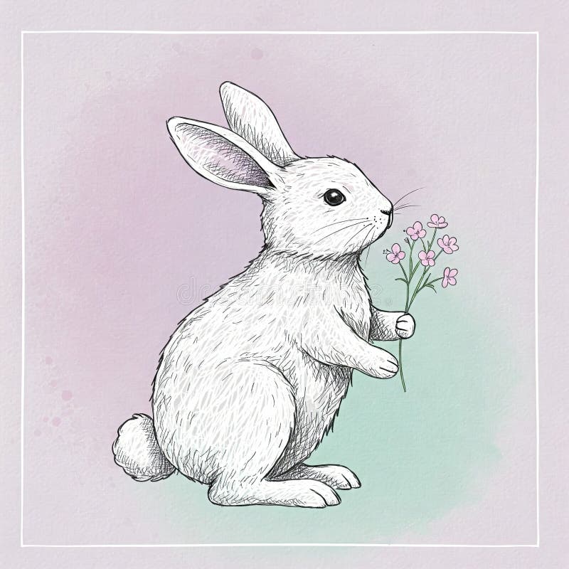 Simple Bunny Outline stock illustration. Illustration of line - 369214227