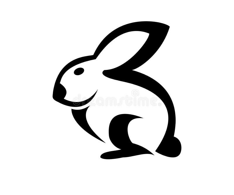 Simple Bunny Vector Logo Design Stock Vector - Illustration of black ...
