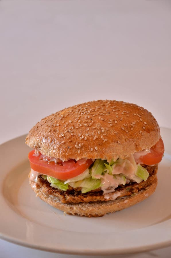 Simple Burger stock image. Image of restaurant, dish - 223659607