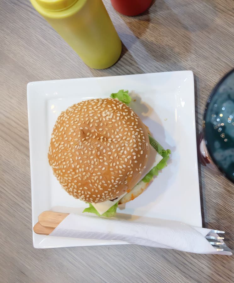 Simple burger stock image. Image of salad, rustic, basic - 319244833