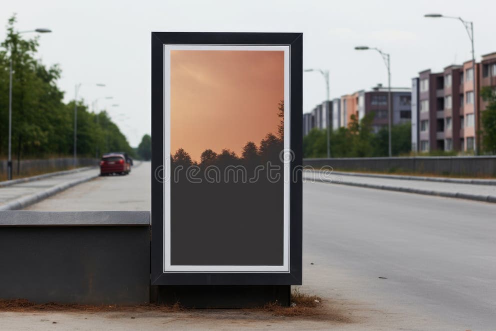 A Simple Bus Stop on the Side of the Road. Suitable for Transportation ...