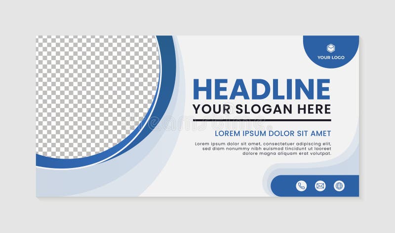 Simple Business Banner Template Circle Design Blue Background Stock ...