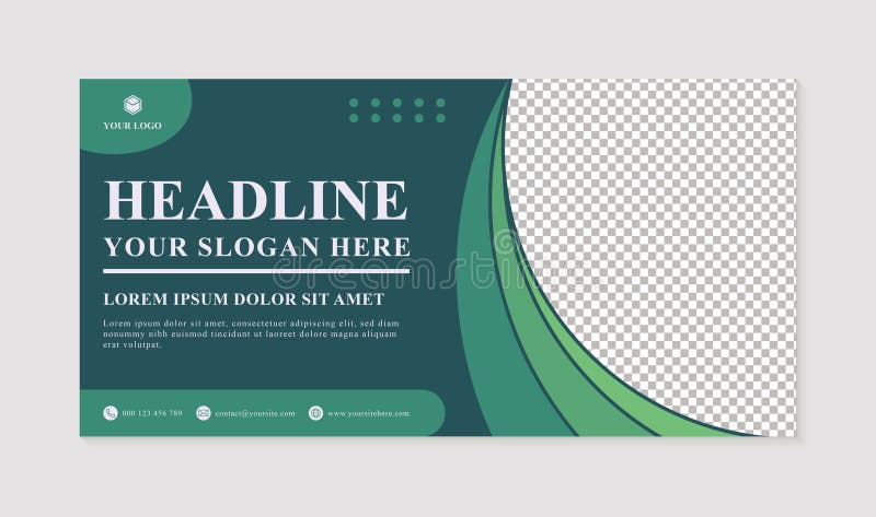 Simple Business Banner Template Flat Design Elegant Green Background ...