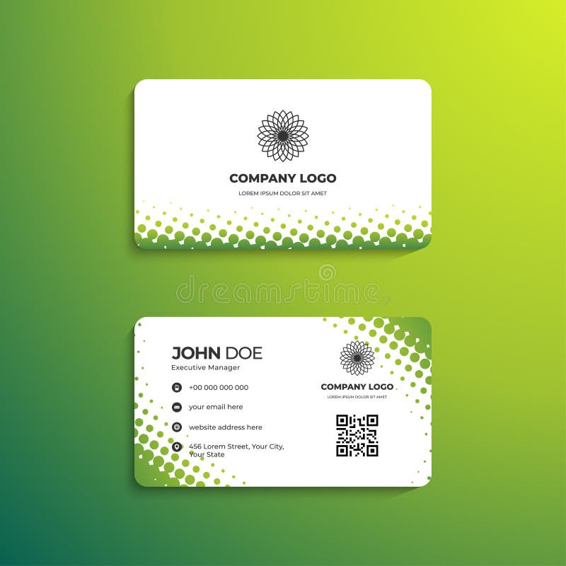 Simple Round Corner Business Card Design Template with Halftone Stock ...