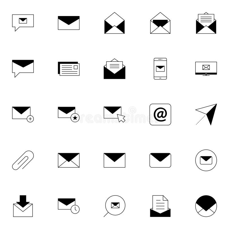 Business Email Icons Set. Simple Set of Email, Envelope, Business ...