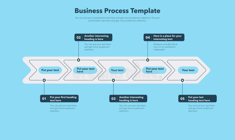 Simple Business Process Template with Five Steps - Blue Version Stock ...