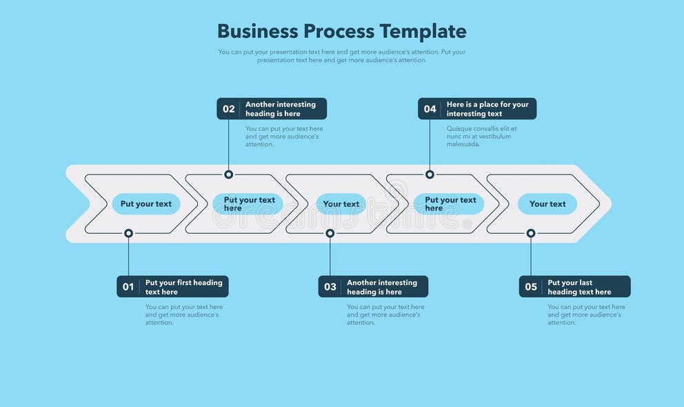 Simple Business Process Template with Five Steps - Blue Version Stock ...