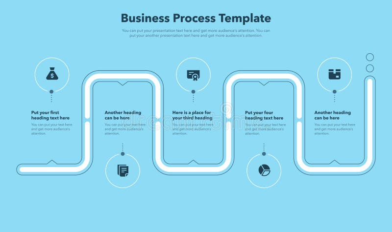 Simple Business Process Template with Five Steps - Blue Version Stock ...
