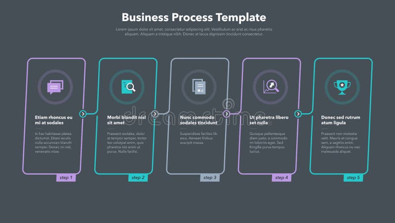 Simple Business Process Template with Five Steps - Blue Version Stock ...