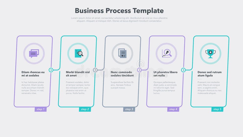 Simple Business Process Template with Five Steps Stock Vector ...