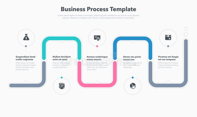 Simple Business Process Template with Five Steps Stock Vector ...