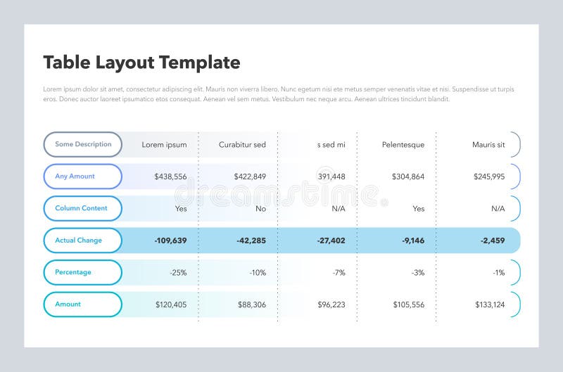 Simple Business Table Layout with Place for Your Content Stock Vector ...