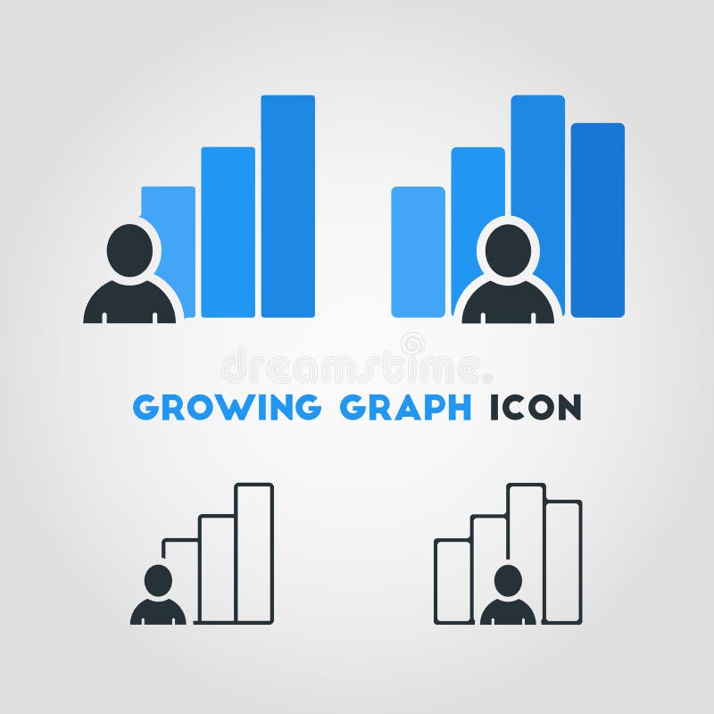 Simple Business Vector Icon of Businessman with Growing Graph on Stock ...