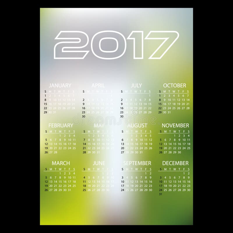 2017 Simple Business Wall Calendar Abstract Blur Color Background Eps10 ...