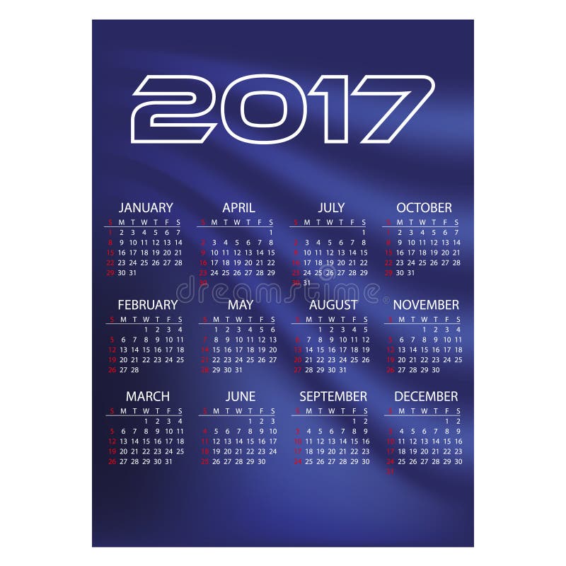 2017 Simple Business Wall Calendar Blue Color Abstract Background Eps10 ...