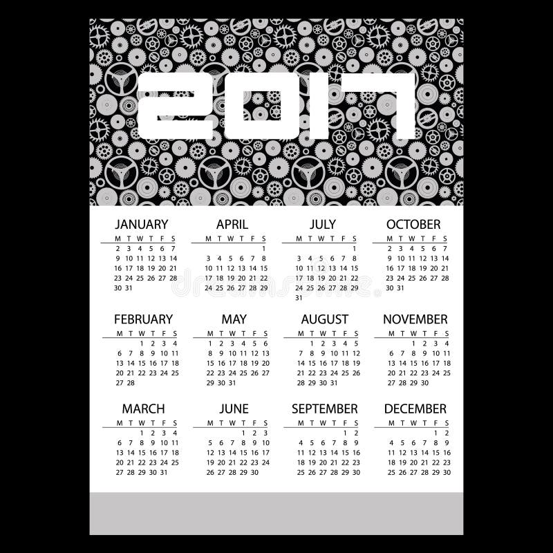 2017 Simple Business Wall Calendar with Clock Theme Pattern Eps10 Stock ...