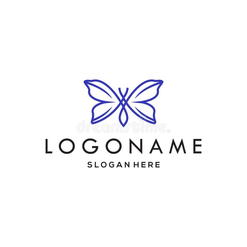 Simple Butterfly Logo Design Vector Line Outline Monoline Icon ...